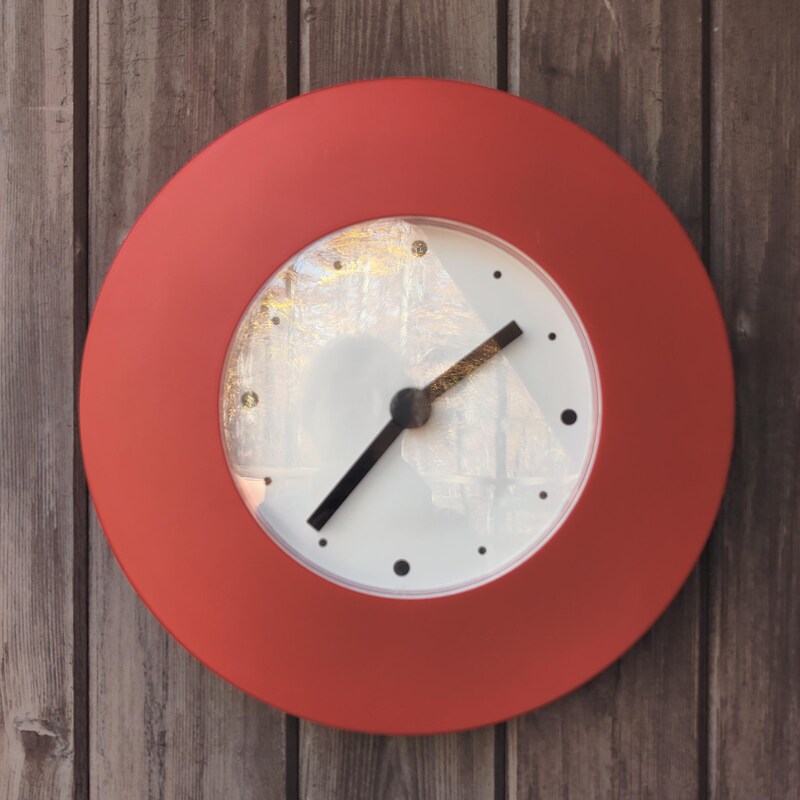 Red Wall Clock - Etsy