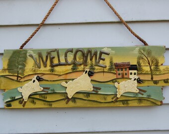 Three Welcome Sign - Etsy