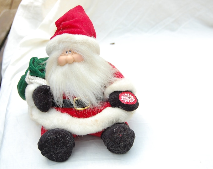 Vintage Santa Animated Plush Sings Jingle Bell Rock Moves Head Working ...