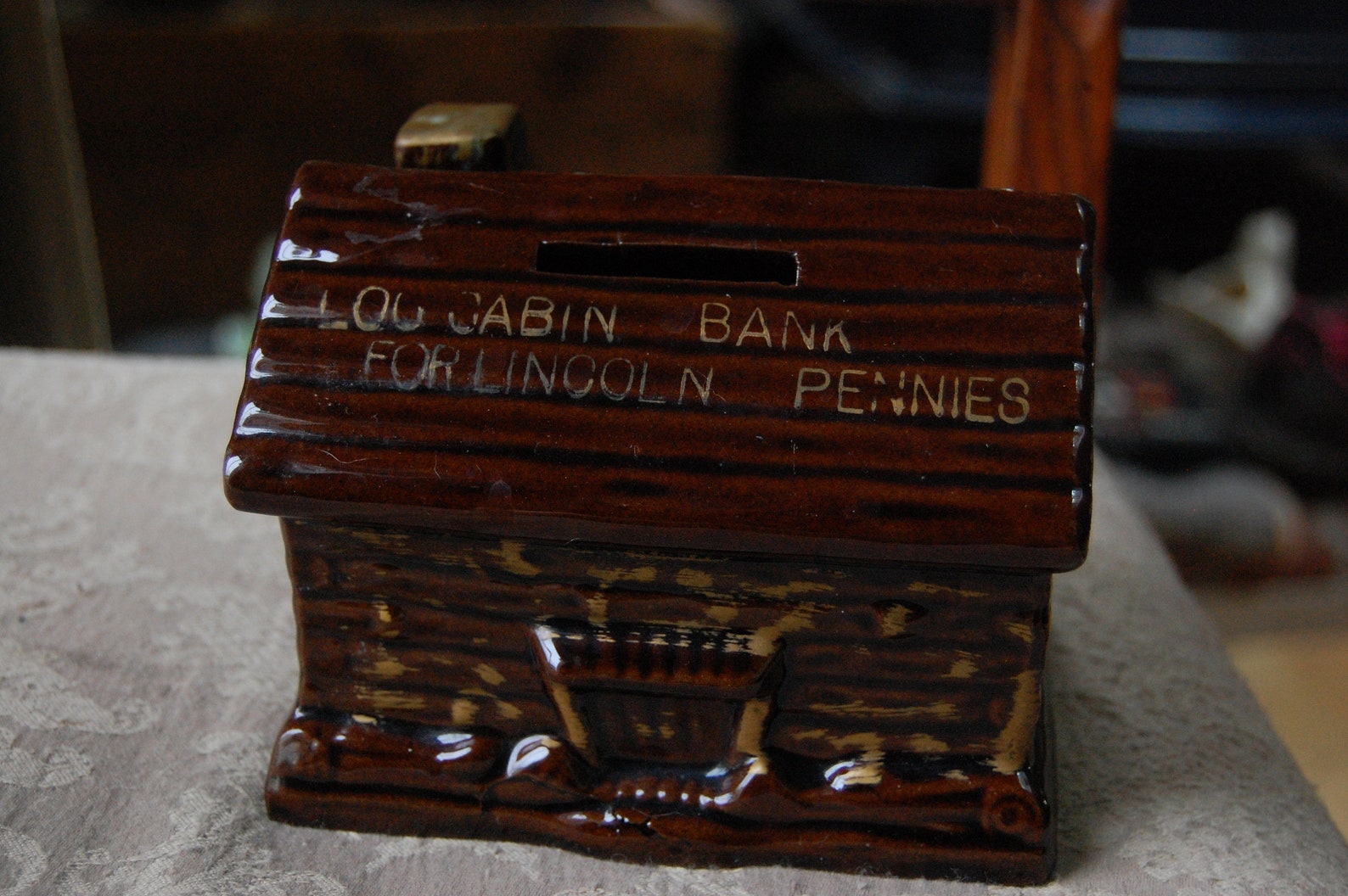 Log Cabin Bank for Lincoln Pennies Vintage Log Cabin Coin | Etsy