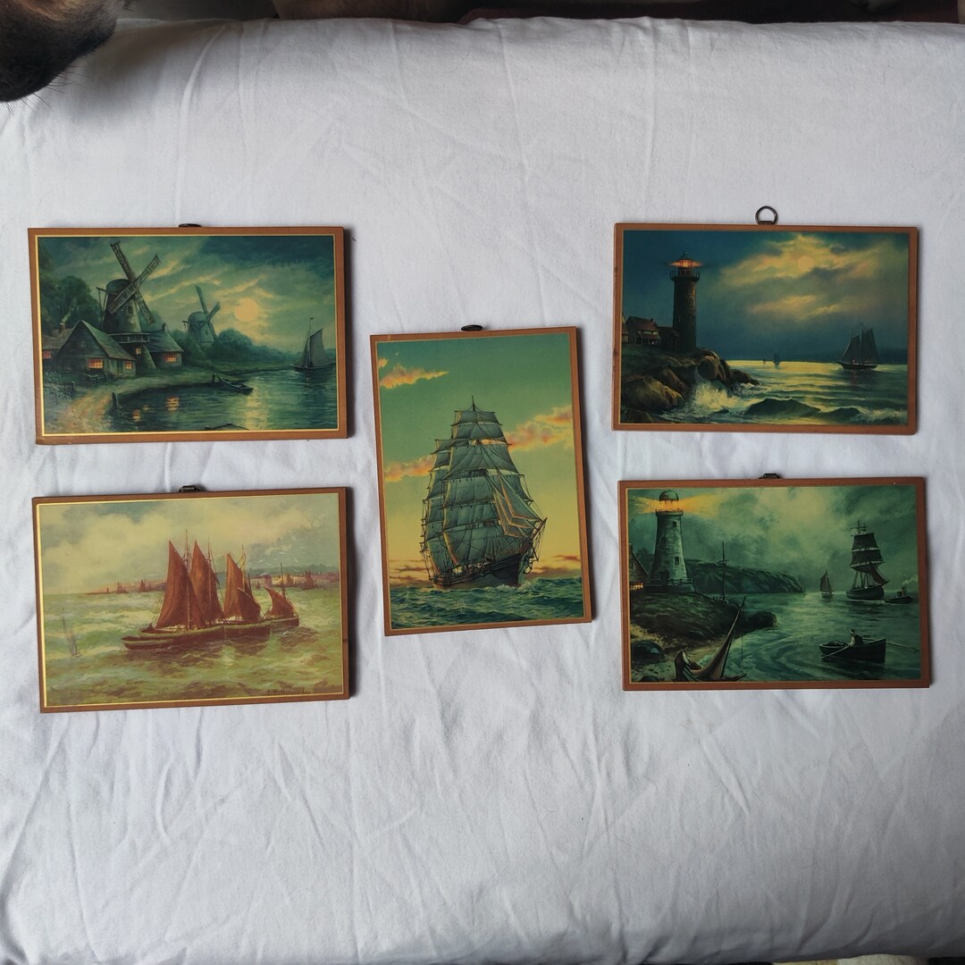 Vintage Nautical Sailing Ship Ocean Wall Art Set of 5 4.5 X 6.5 Clipper ...