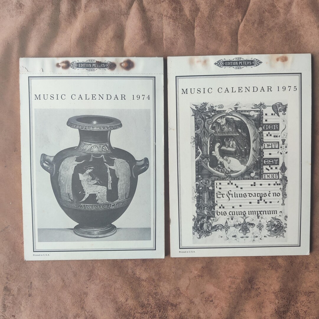 1970s Calendars Edition Peters Music Calendar 1974 1975 Set of 2 the ...