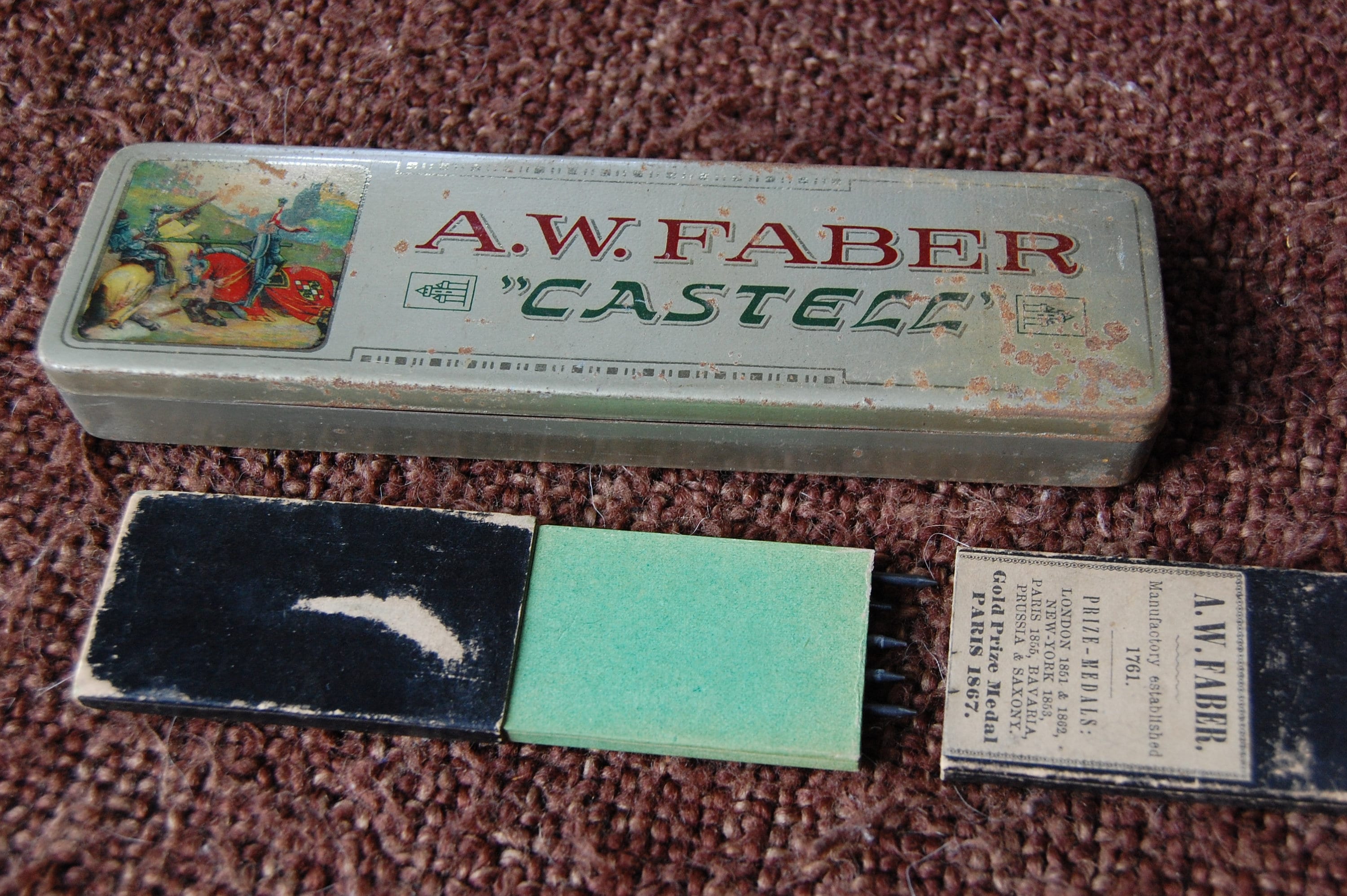 A.W Faber Castell Metal Pencil Box 2H Hinged Lid 7 and 1800s Mechanical ...