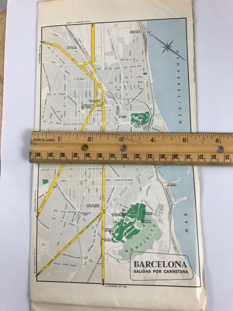 Vintage 1969 Travel Road Map of Spain, Mapa General De Carreteras ...