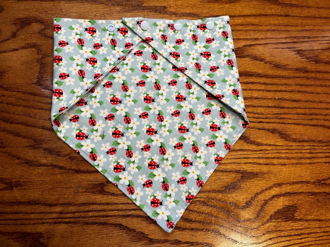 Medium 16-20 Neck Lady Bug Dog Bandana With Snaps, Spring, Elysses ...