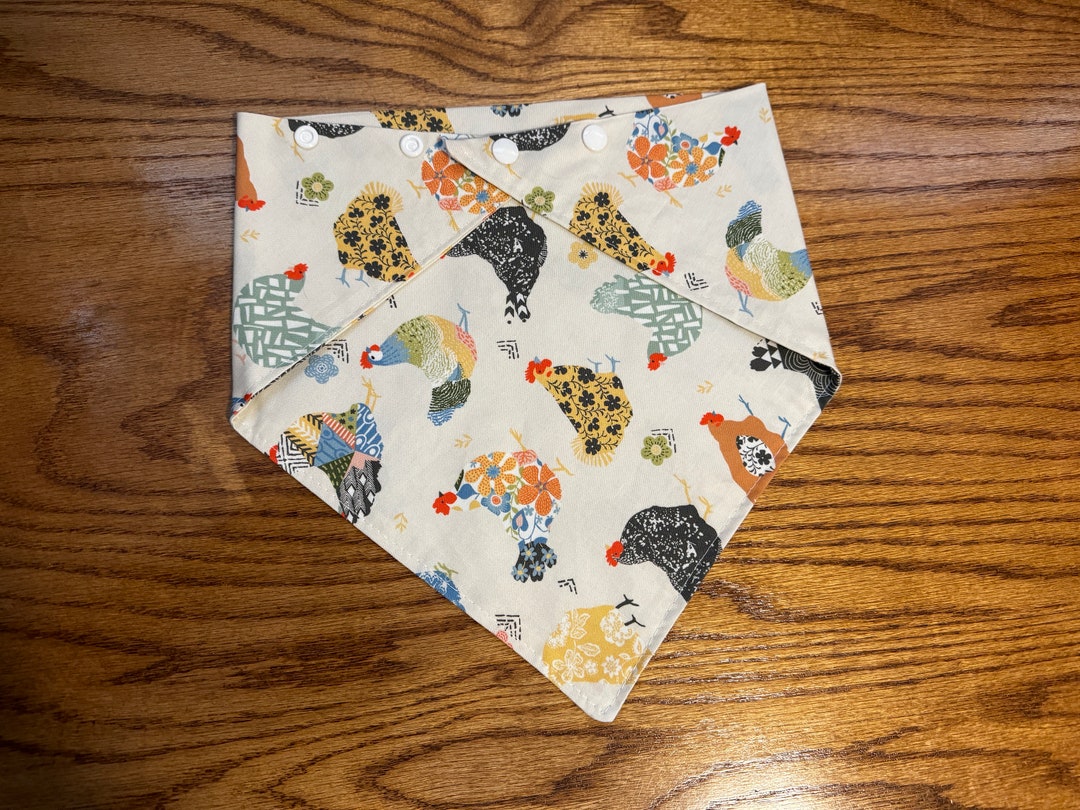 Colorful Chicken Dog Bandana With Snaps, Spring, Elysses Pieces ...