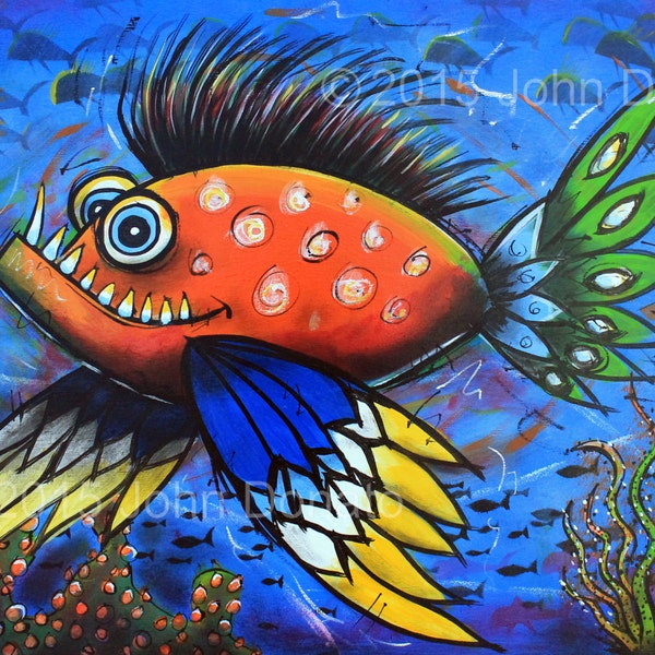 Whimsical Fish Art - Etsy