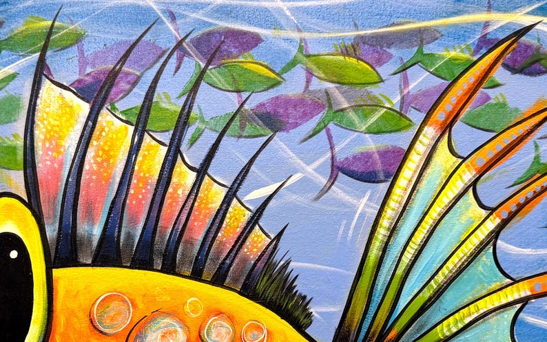Big Fish Story, Original Acrylic Painting by John Donato, 30 X 48 ...