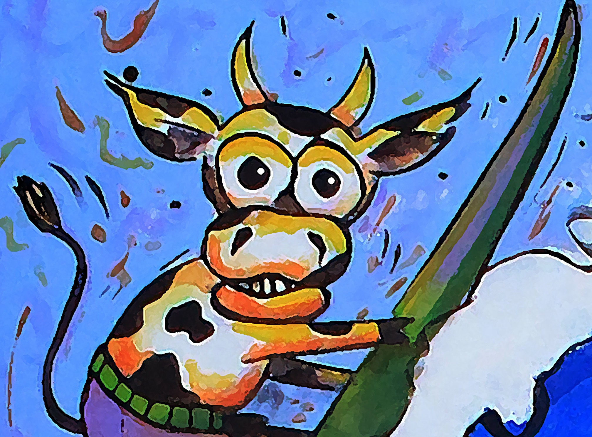 Cow Hide, Cow Surfing Art Print, John Donato, Whimsical Surf Art, Great ...