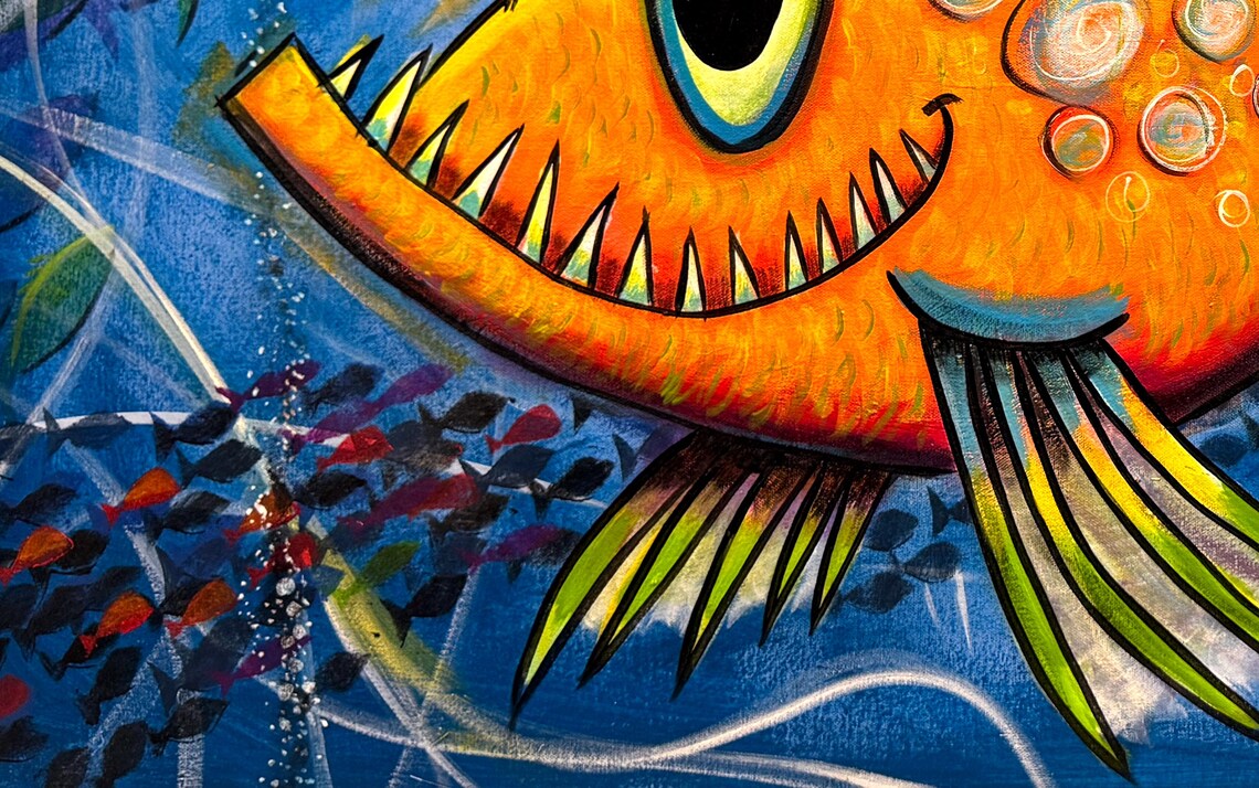 Big Fish Story, Original Acrylic Painting by John Donato, 30 X 48 ...