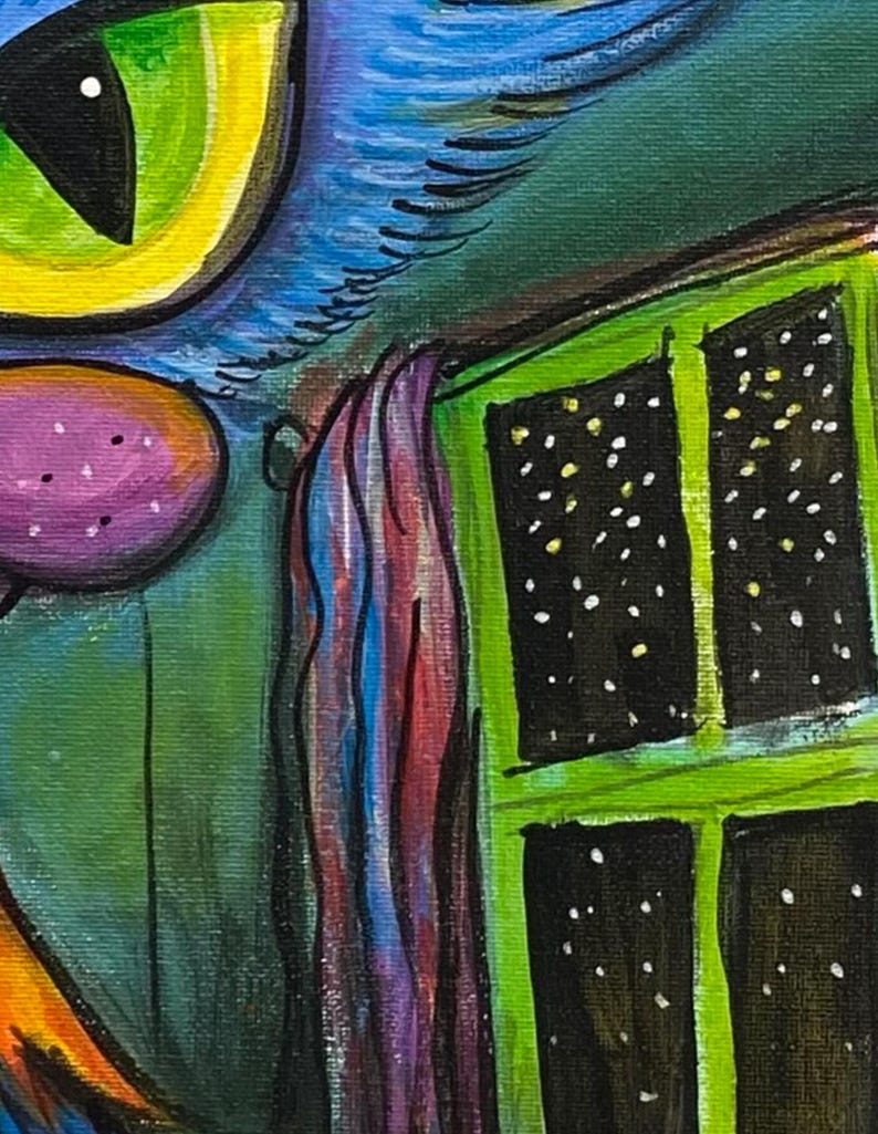 Peanuts the Cat, Whimsical 16" X 20" Acrylic Painting by Artist John ...