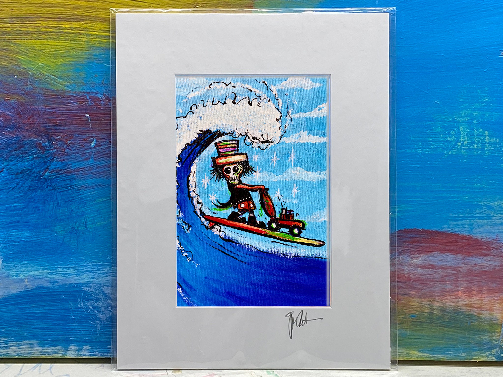 Mow Dread, Surfing Mardi Gras Art Print, John Donato, Whimsical Surf ...
