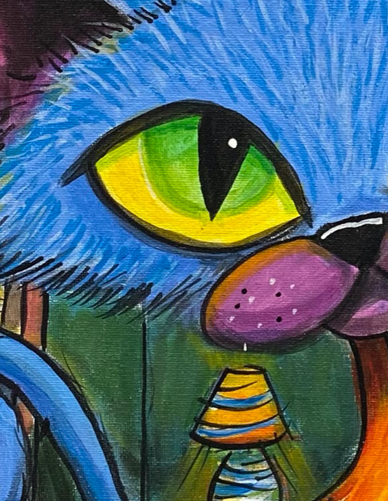 Peanuts the Cat, Whimsical 16" X 20" Acrylic Painting by Artist John ...