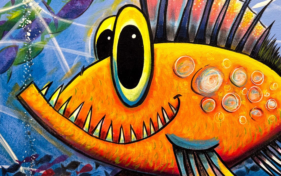 Big Fish Story, Original Acrylic Painting by John Donato, 30 X 48 ...