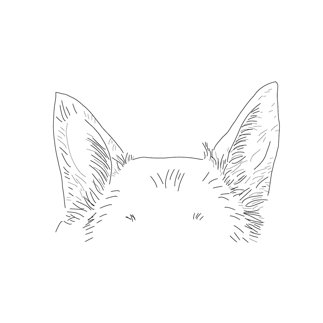 Personalized Digital Pet Ear Portraits; Minimalist Dog Ears; Dog Ear ...