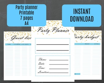 Party Planner and Party Guest List Set Editable Organizing | Etsy