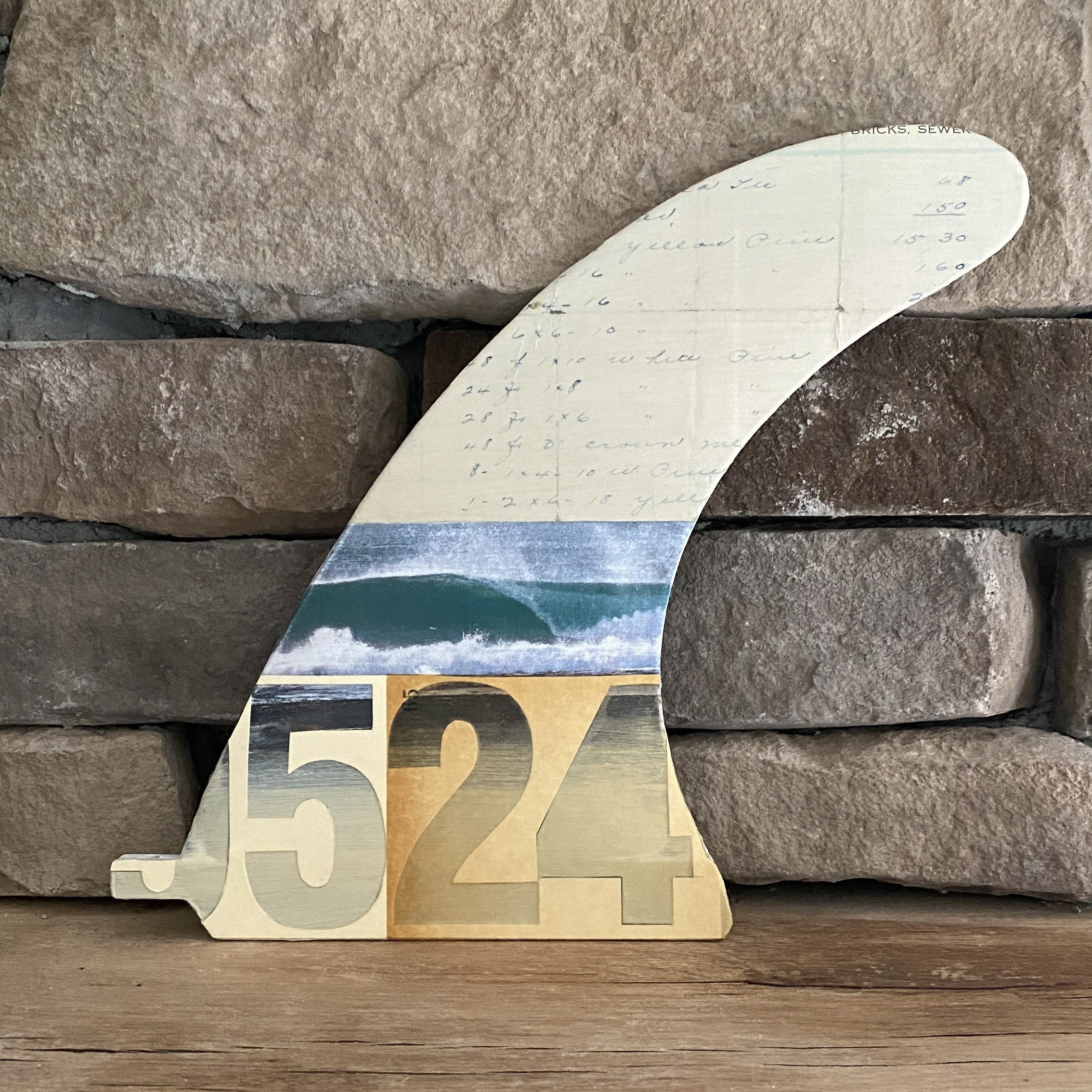 Surf Art Surfboard Fin Collage No.524 (8inch), Tiki, Hawai'i, Wave ...