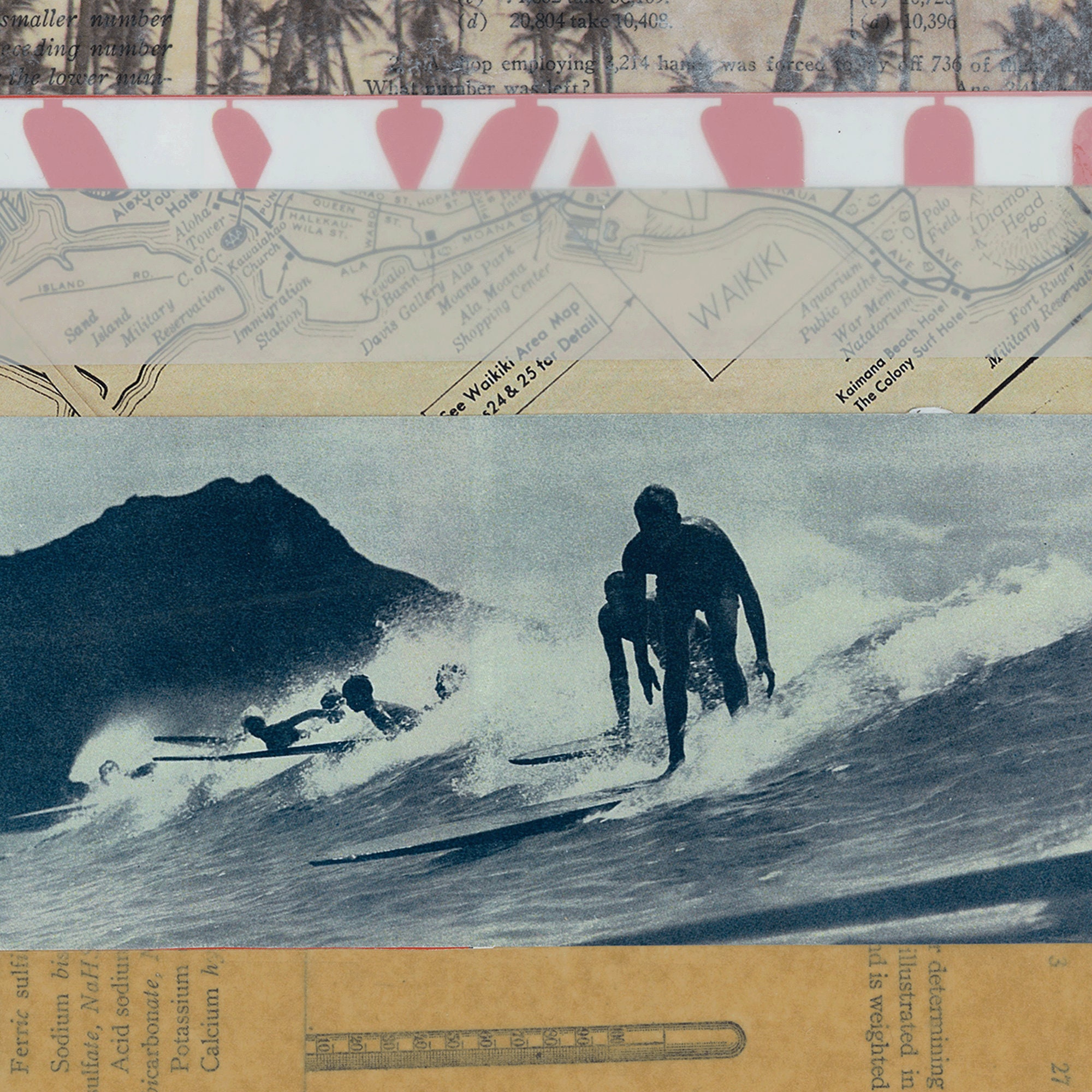 Skateboard, "session No.6", Original Surf Collage Reproduction, Hawaii ...