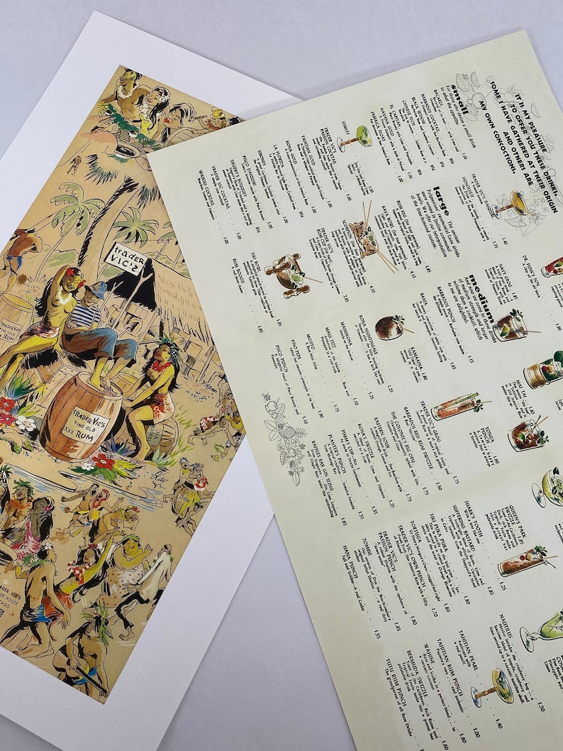 Two 1956 Trader Vic’s Cocktail Menu Prints. One Print of the Cover and ...