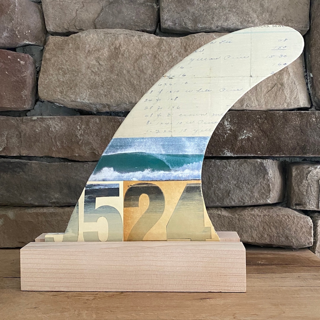 Surf Art Surfboard Fin Collage No.524 (8inch), Tiki, Hawai'i, Wave ...