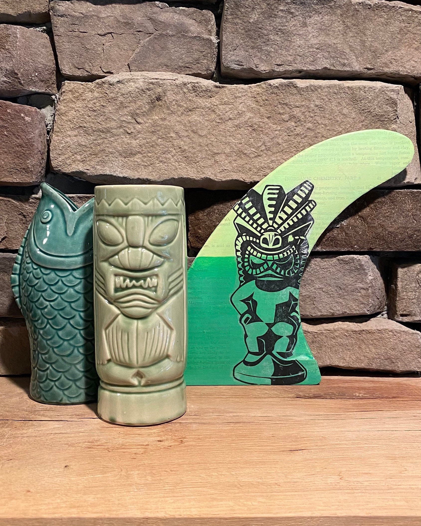 Three Tiki Surfboard Fin Collage Set 8inch | Etsy