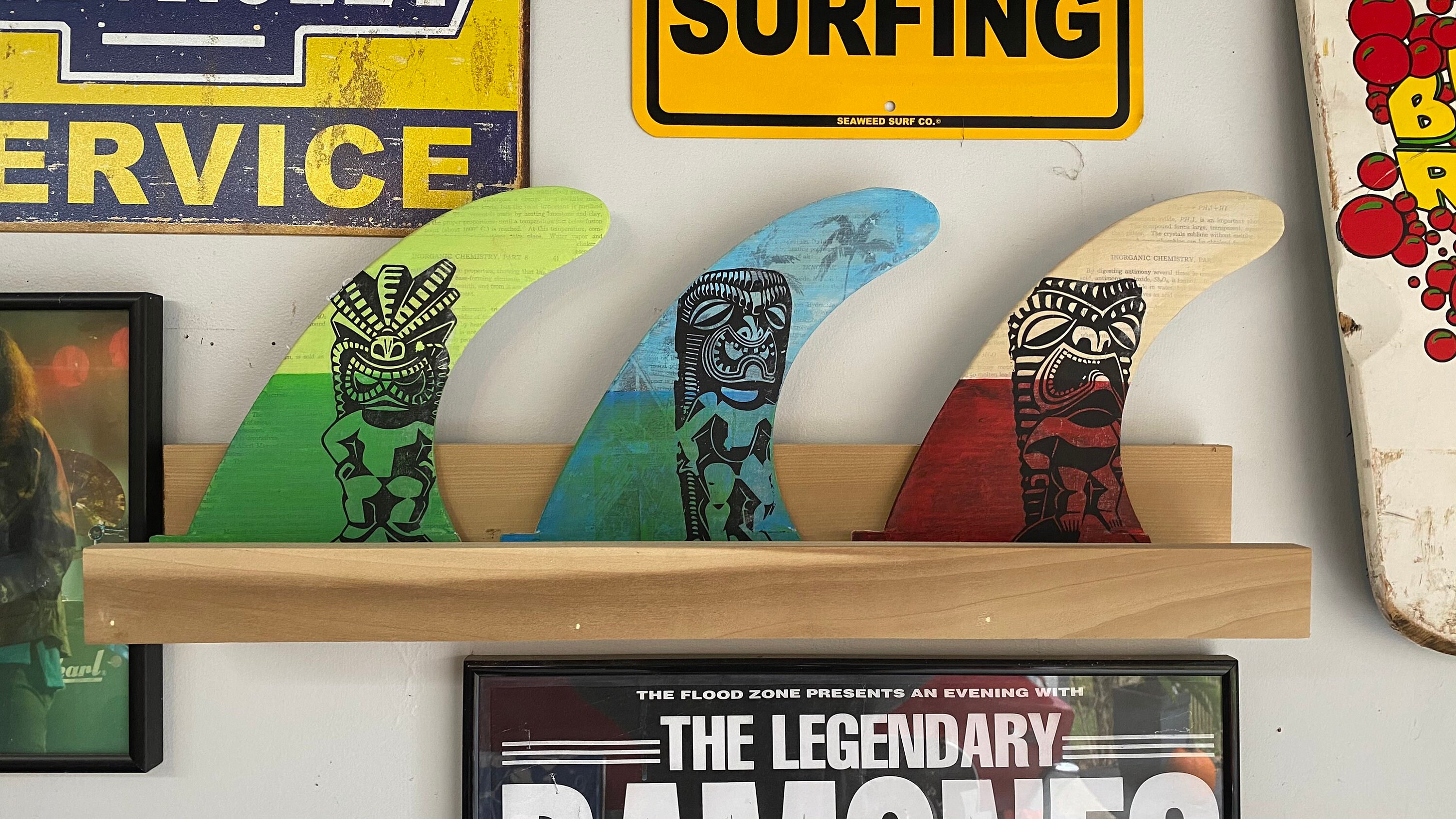 Three Tiki Surfboard Fin Collage Set 8inch - Etsy