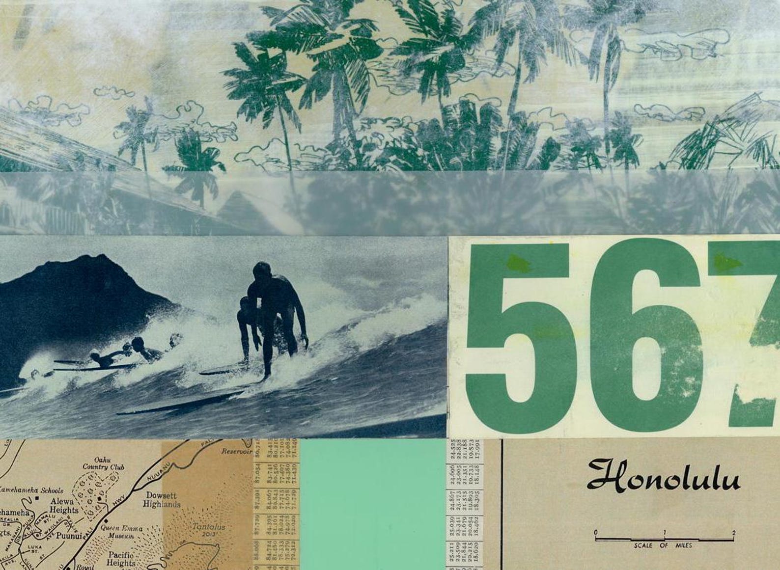 Skateboard, "surf Collage 567", Original Surf Collage Reproduction ...