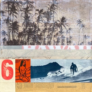 Surf Art, Hawai’i Giclee Print, Waves, Ocean, Surfing, Collage “session ...