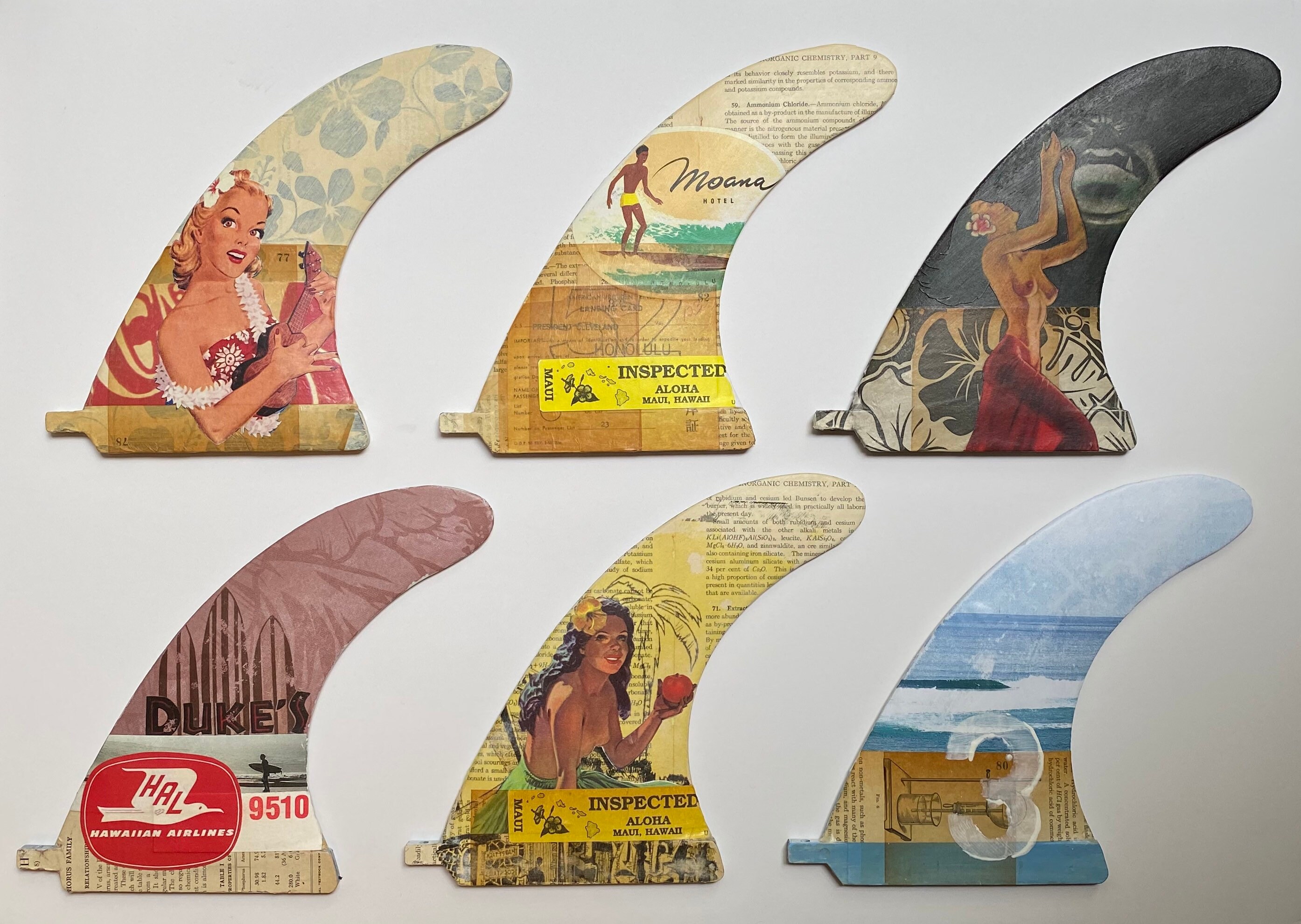 Surf Art Surfboard Fin Collage “the Gods” (8inch) - Etsy