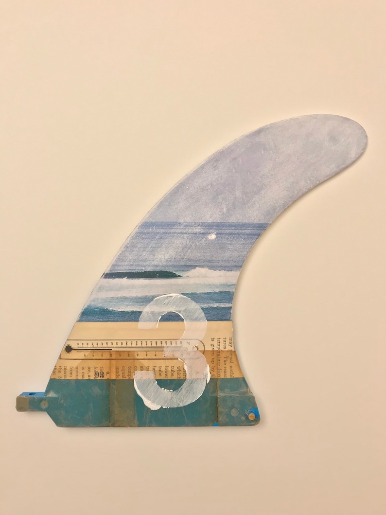 Surf Art Surfboard Fin Collage No. 3 8inch North Shore, Tiki, Pipeline ...