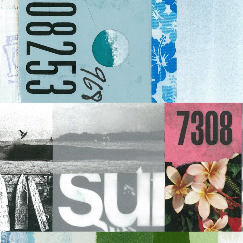 Kateboard, surf Collage 272, Original Surf Collage Reproduction, Hawaii ...