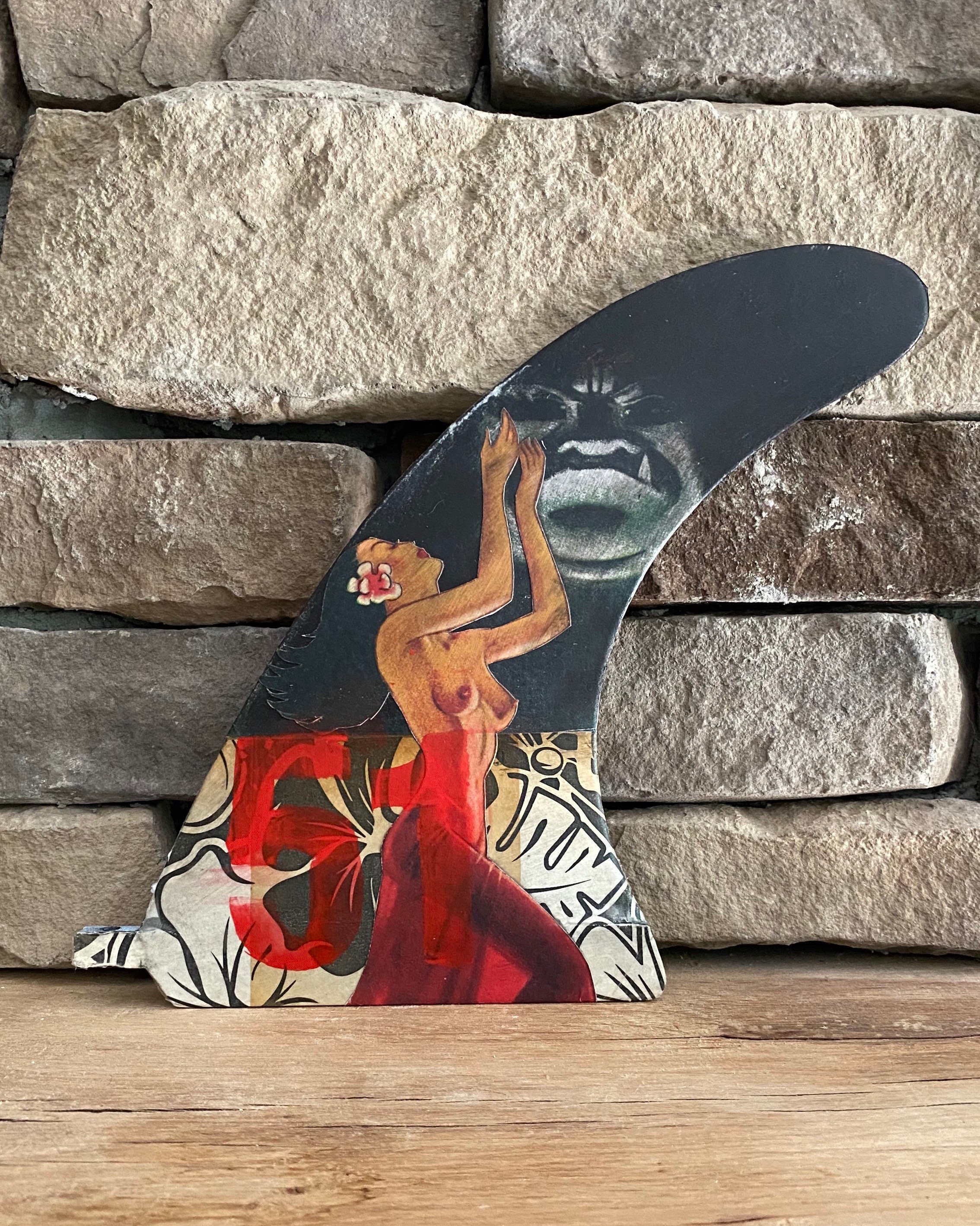 Surf Art Surfboard Fin Collage “the Gods” (8inch) - Etsy