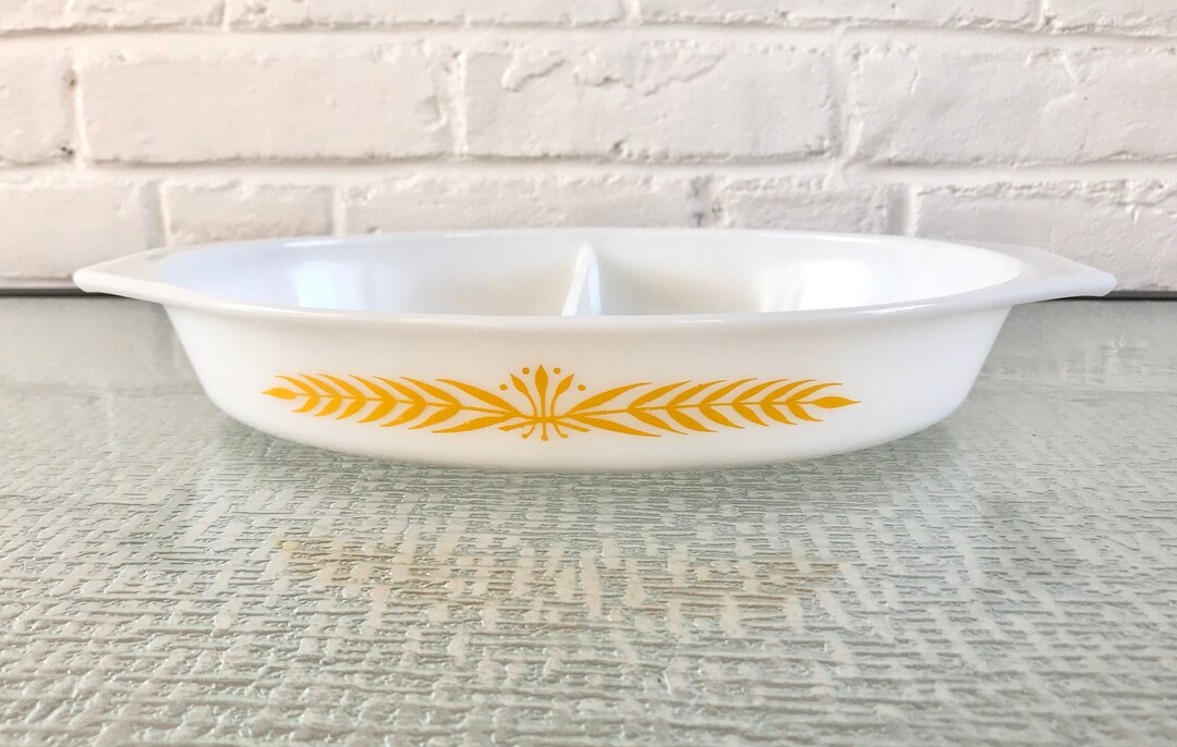 Pyrex Promotional 1960 Royal Wheat Oval Divided Dish - Etsy