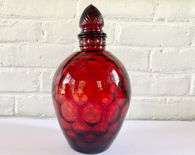 Vintage WHEATON GLASS BOTTLES - Pair of Ruby Red Glass Vases/bottles ...