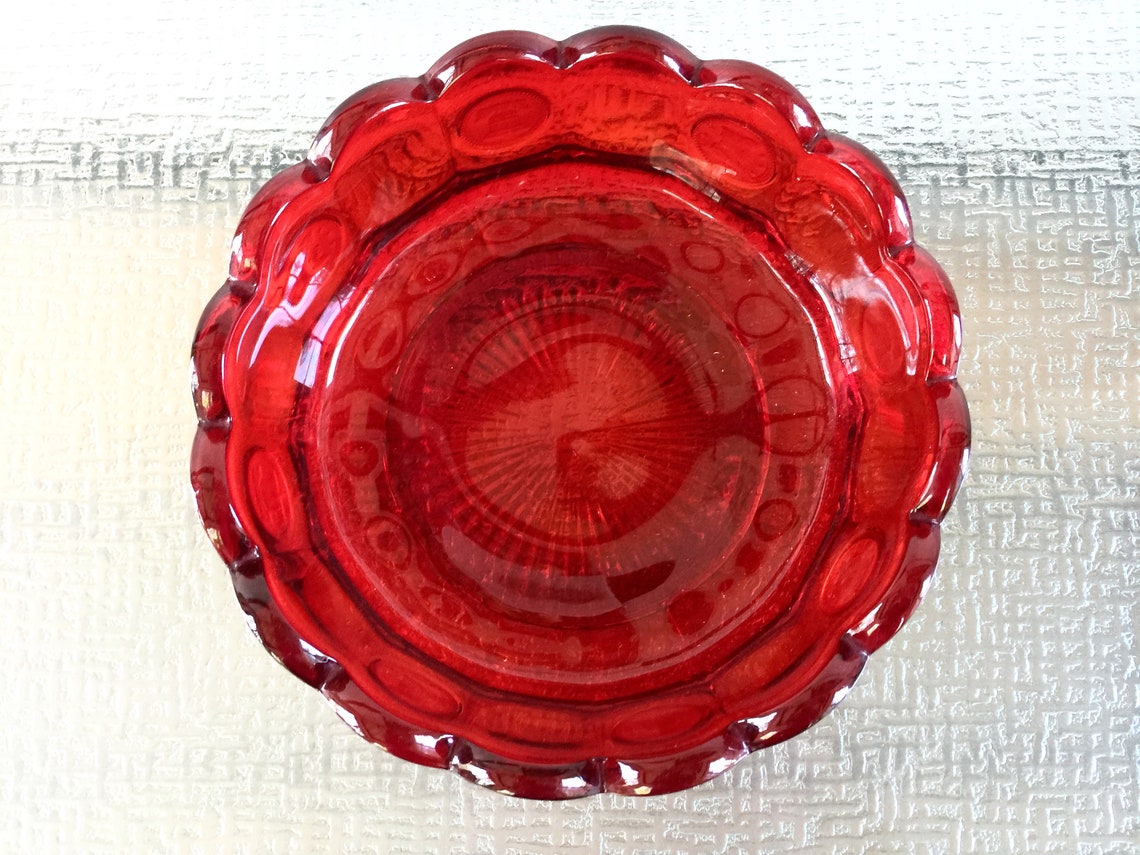 Fostoria Ruby Red Coin Pattern Glass Bowl - Etsy