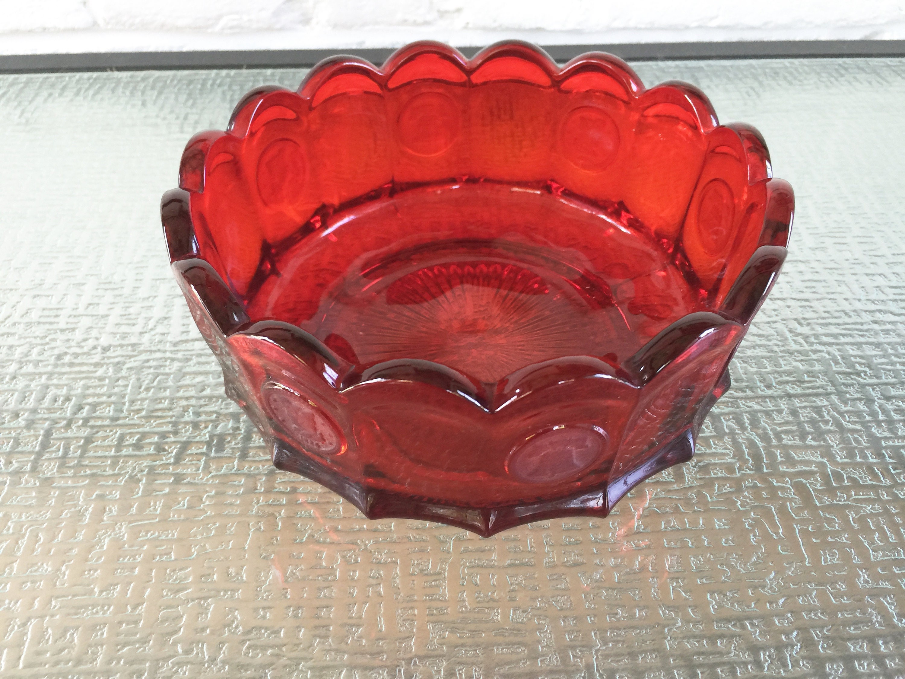 Fostoria Ruby Red Coin Pattern Glass Bowl - Etsy