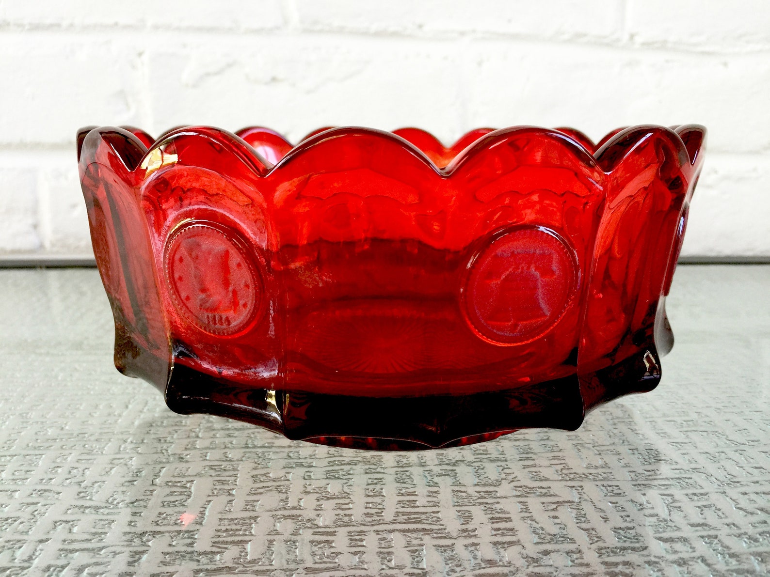 Fostoria Ruby Red Coin Pattern Glass Bowl - Etsy