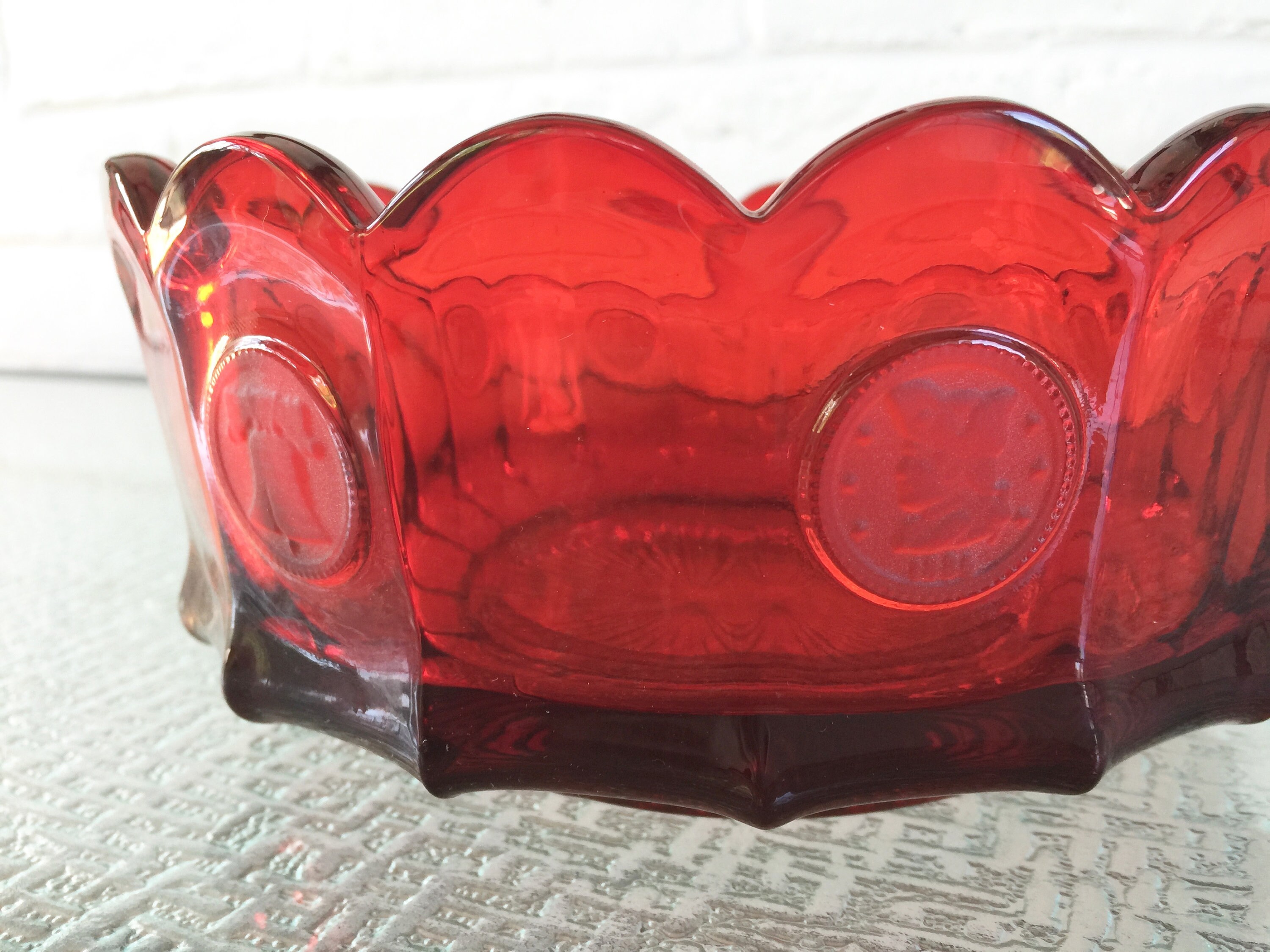 Fostoria Ruby Red Coin Pattern Glass Bowl - Etsy