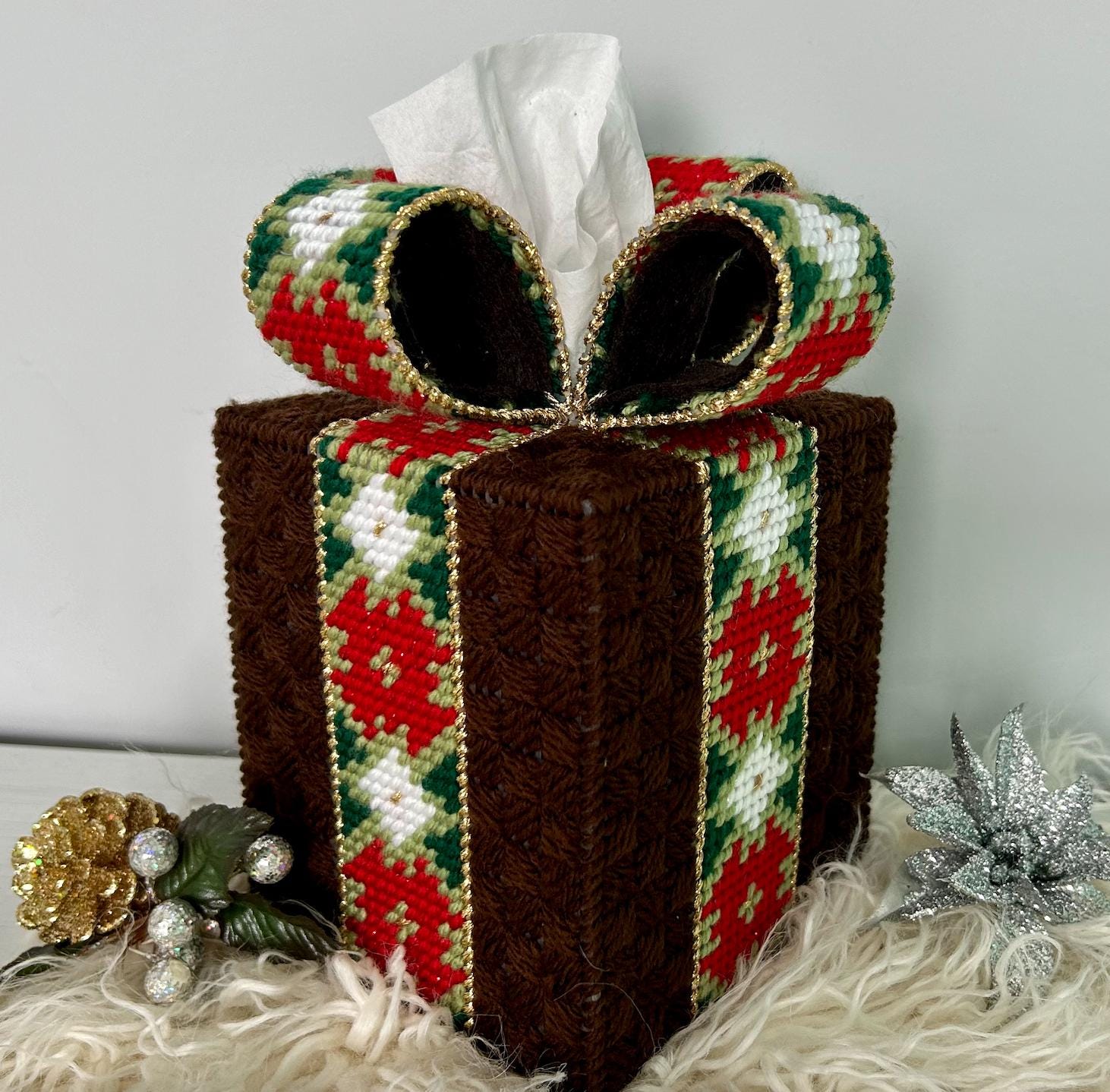Plastic Canvas Christmas Tissue Box Cover Pattern (PDF) - Etsy