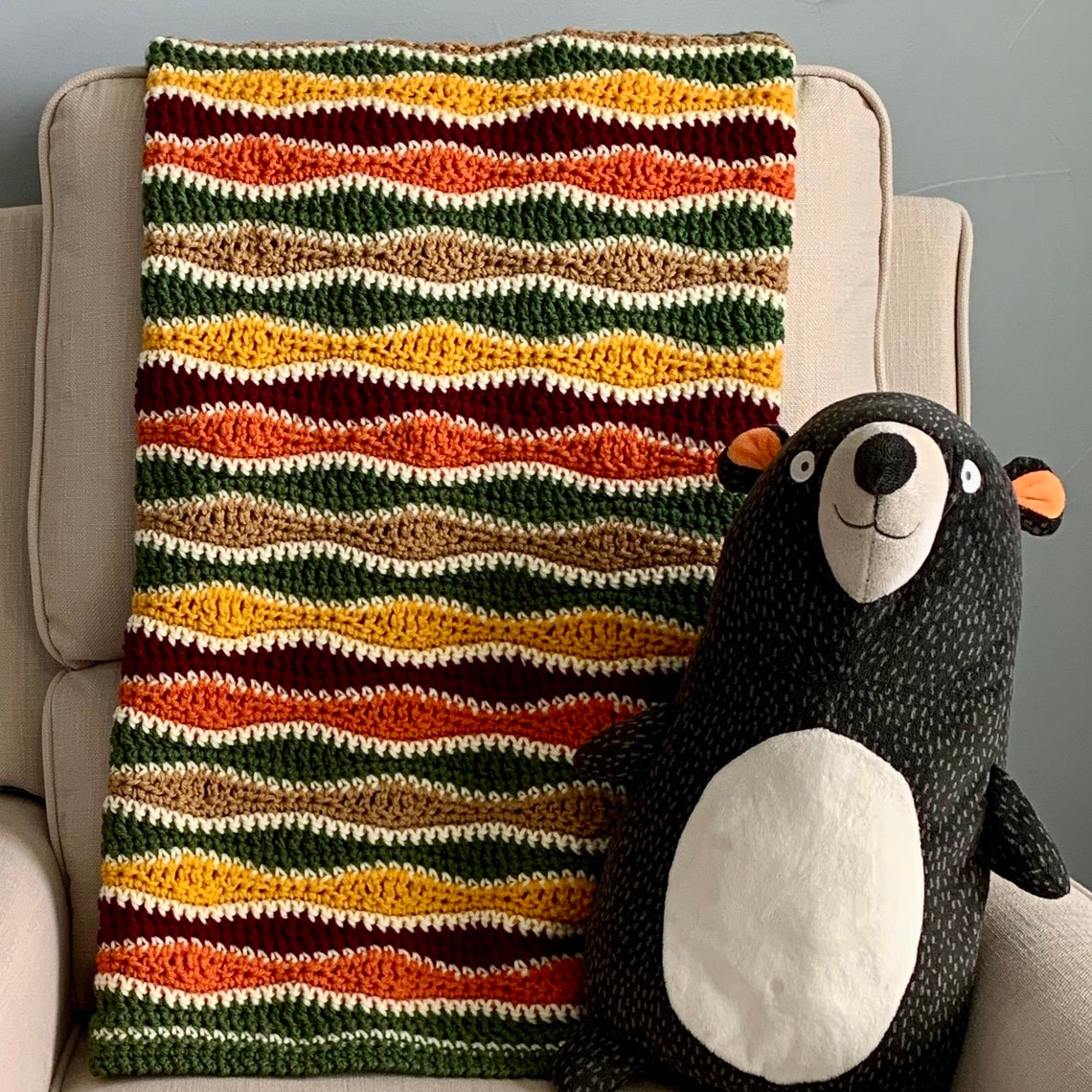 Fall Colors Crochet Blanket Pattern | Etsy