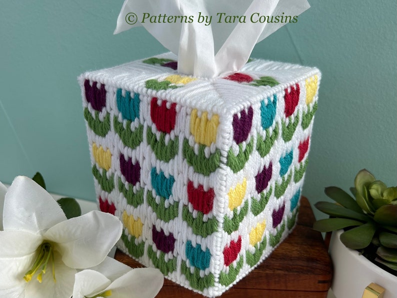 Spring Tulips Plastic Canvas Tissue Box Pattern - Etsy