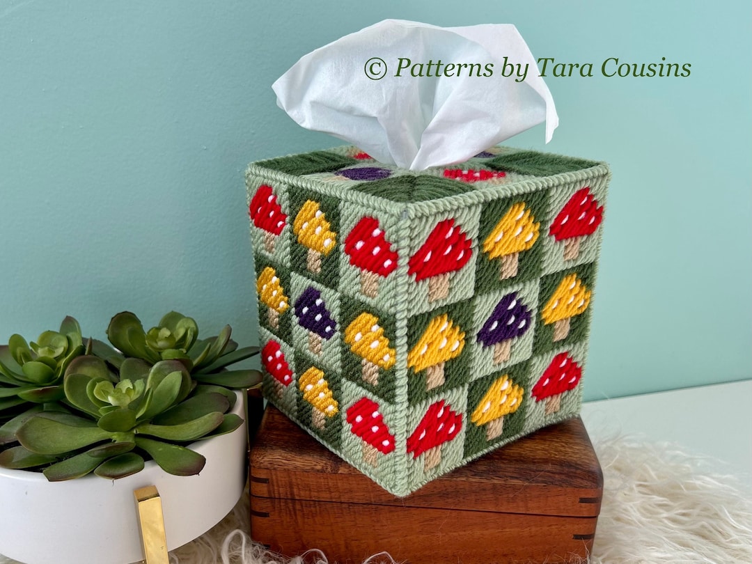 Mushroom Mania Plastic Canvas Tissue Box Pattern - Etsy