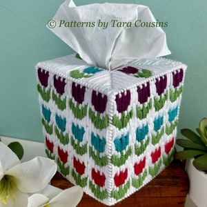 Spring Tulips Plastic Canvas Tissue Box Pattern - Etsy