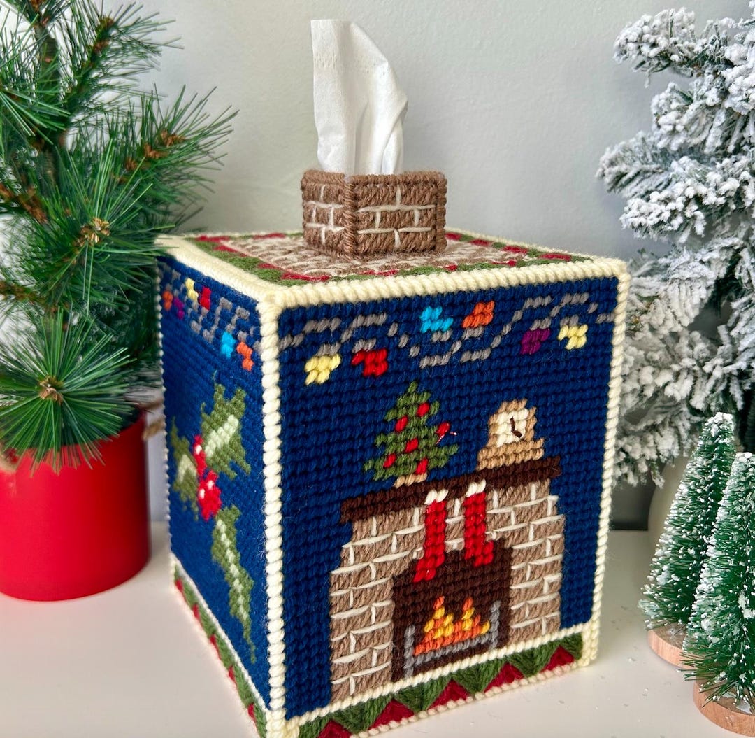 Plastic Canvas Tissue Box Pattern - Christmas at Home - Etsy