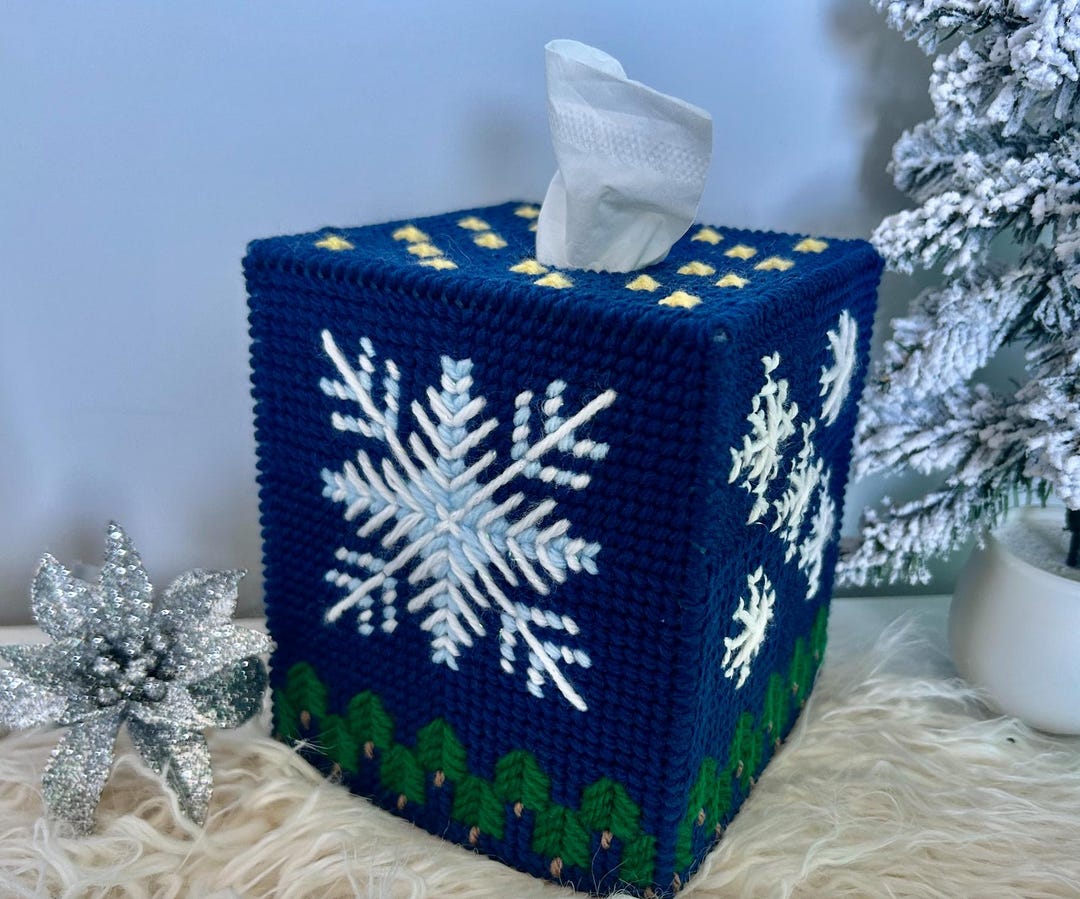 Plastic Canvas Tissue Box Pattern - Snowflakes - Etsy