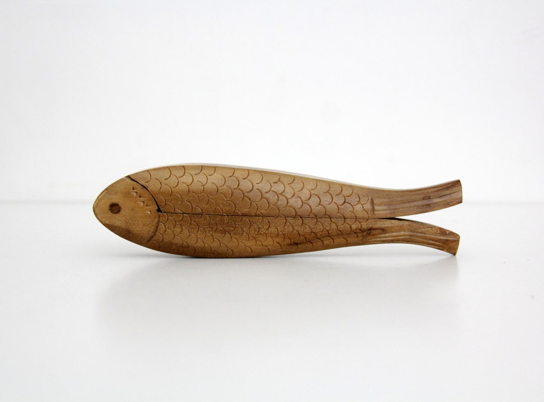 Vintage Nutcracker // Carved Wood Fish Nut Cracker - Etsy