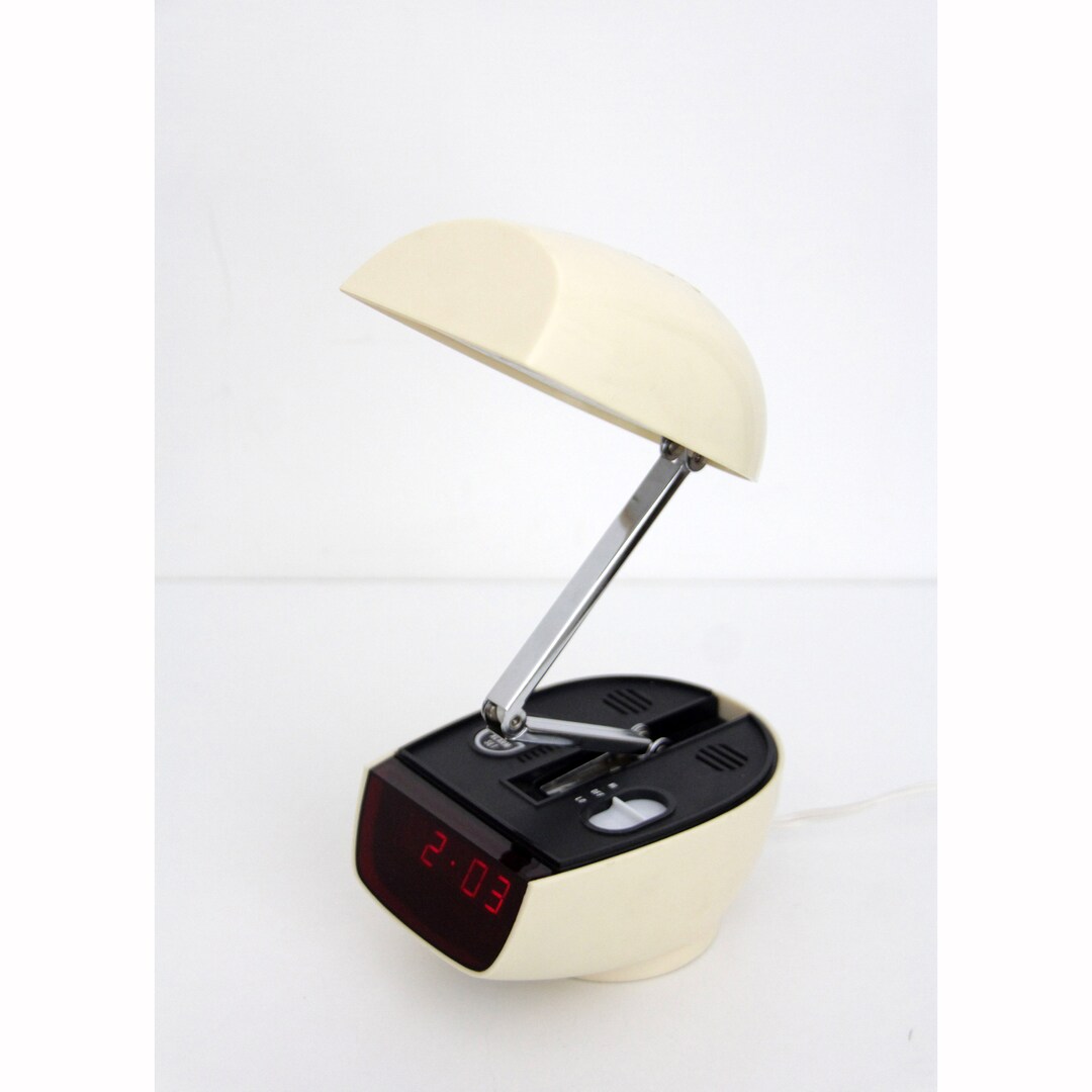 Vintage 1970's Adjustable Folding Alarm Clock Lamp // Mod Egg Shaped ...