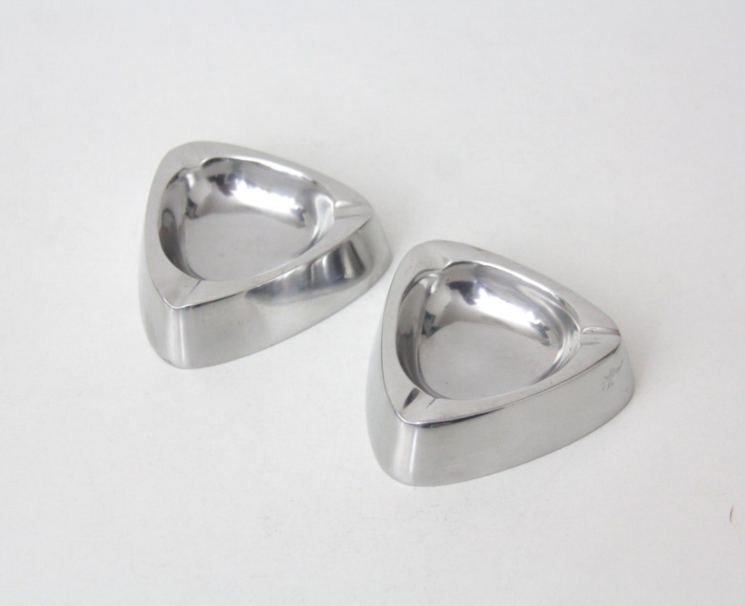 Vintage Solid Aluminum Heavy Triangular Ashtray // Set of Two - Etsy