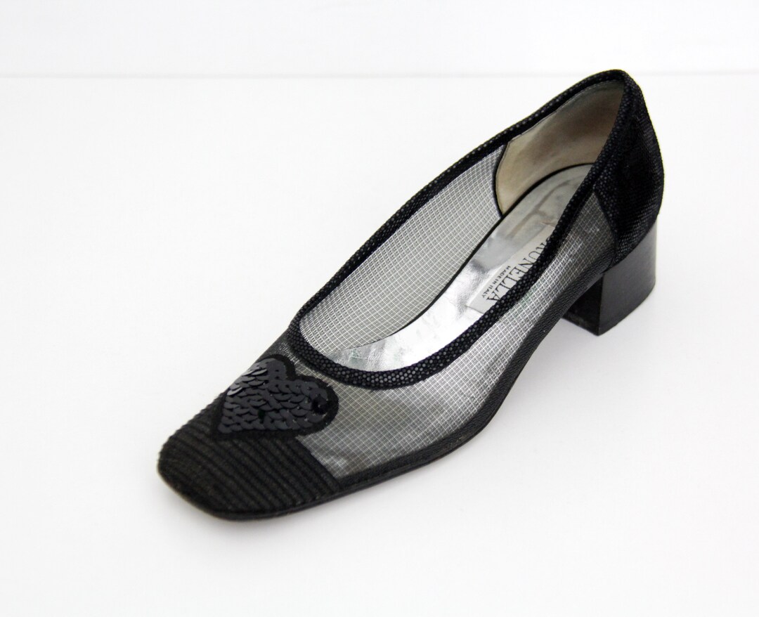 Vintage Brunella Italian Suede and Sheer Shoes With Heart Seaquins ...