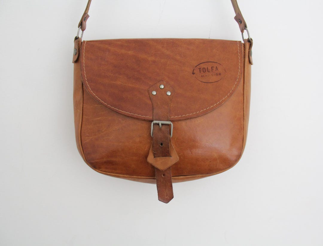 Vintage Leather Messenger Bag // TOFLA 70's Leather Purse // Brown ...